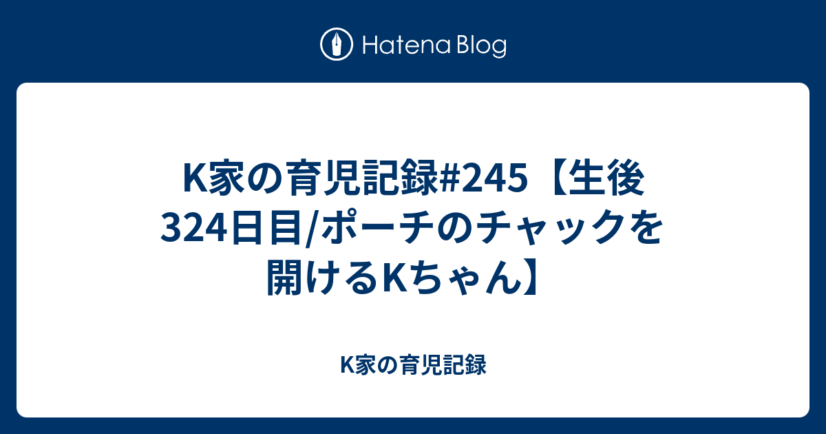 K家の育児記録#245【生後324日目/ポーチのチャックを開けるKちゃん】 - K家の育児記録
