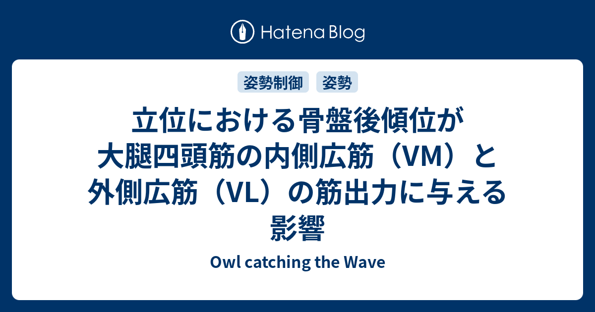 立位における骨盤後傾位が大腿四頭筋の内側広筋（VM）と外側広筋（VL）の筋出力に与える影響 - Owl catch the Wave