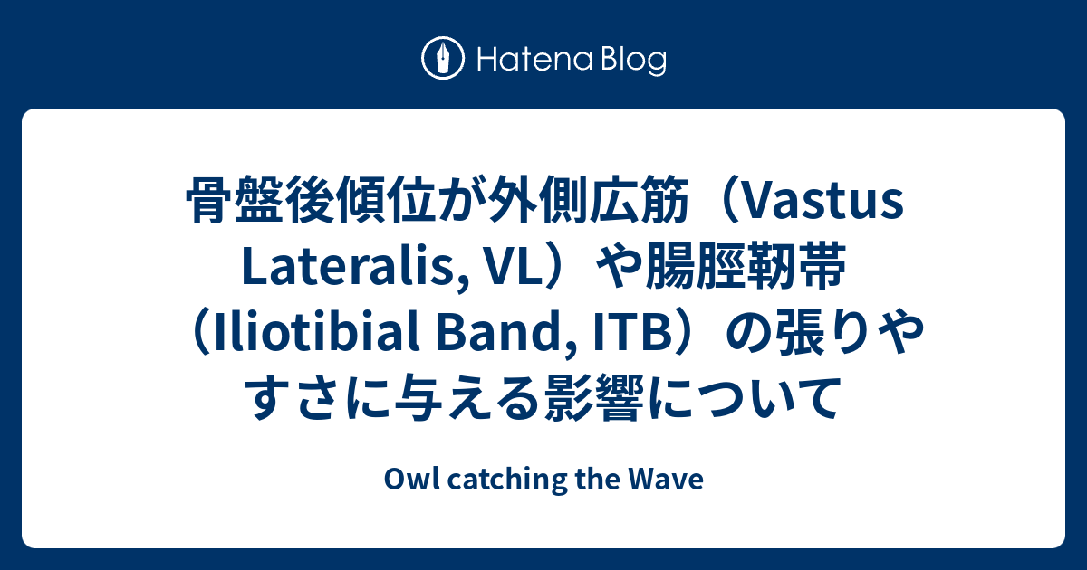 骨盤後傾位が外側広筋（Vastus Lateralis, VL）や腸脛靭帯（Iliotibial Band, ITB）の張りやすさに与える影響 ...