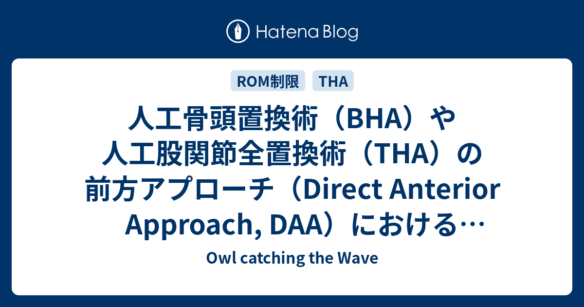 人工骨頭置換術（BHA）や人工股関節全置換術（THA）の前方アプローチ（Direct Anterior Approach, DAA）における股 ...