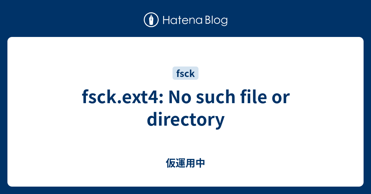 fsck.ext4: No such file or directory - 仮運用中