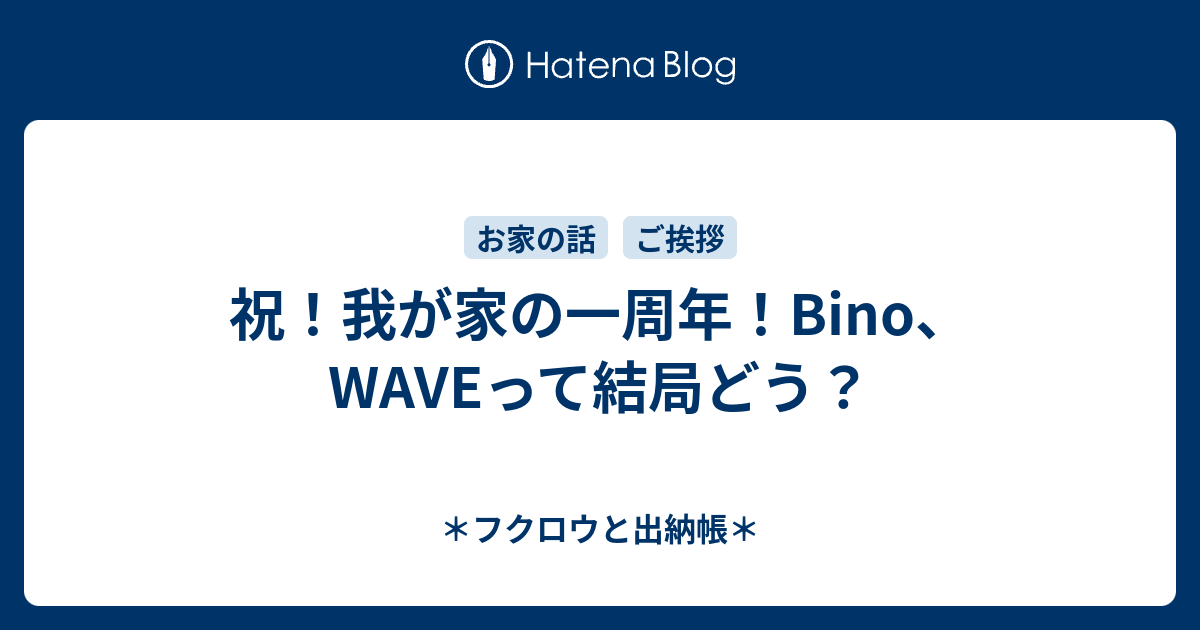 祝！我が家の一周年！Bino、WAVEって結局どう？ - ＊フクロウと出納帳＊