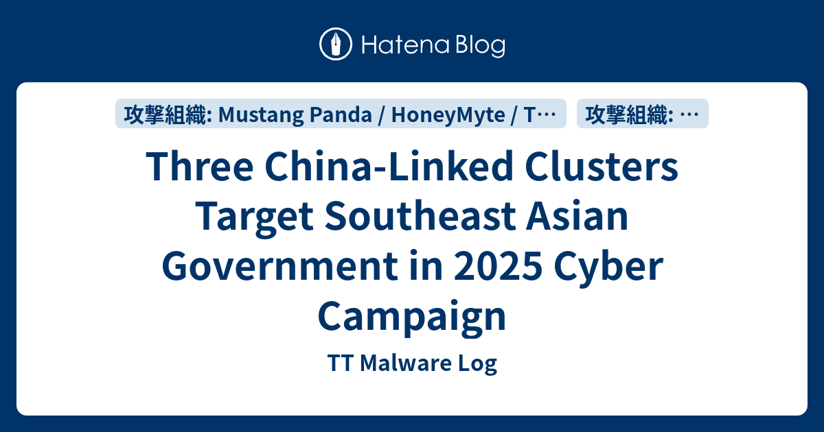 Three China-Linked Clusters Target Southeast Asian Government in 2025 ...