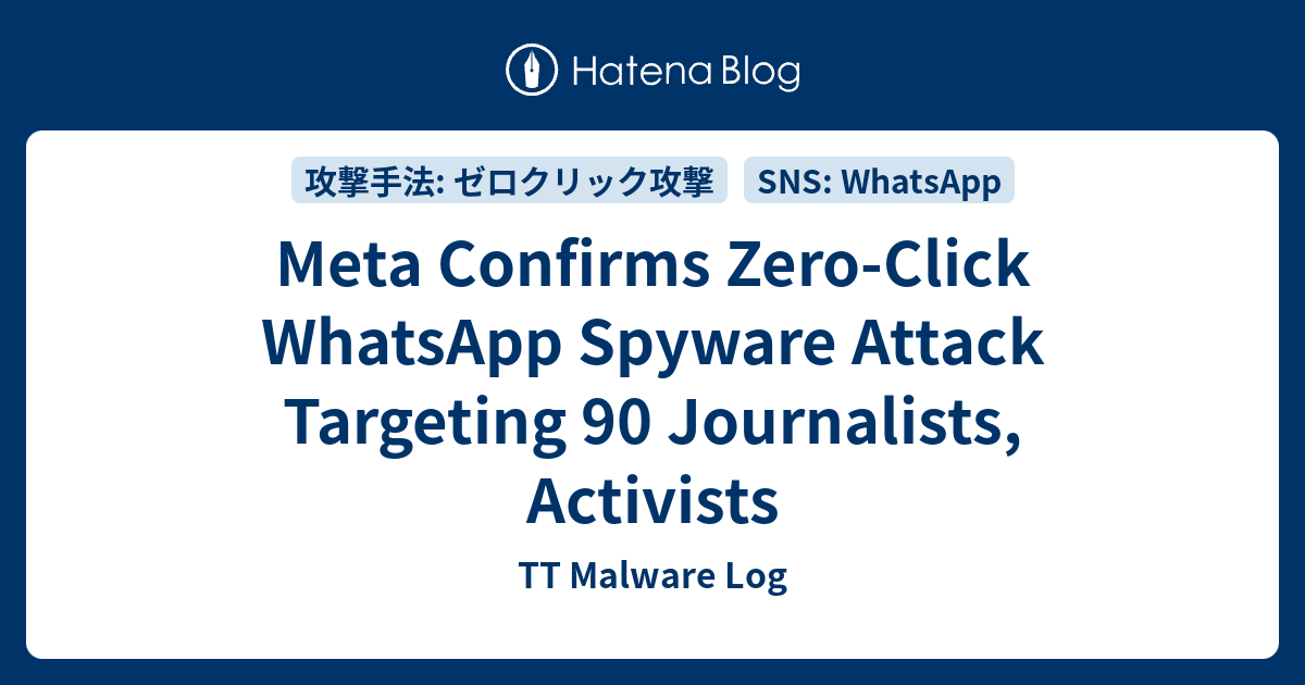 Meta Confirms Zero-Click WhatsApp Spyware Attack Targeting 90 Journalists, Activists - TT ...