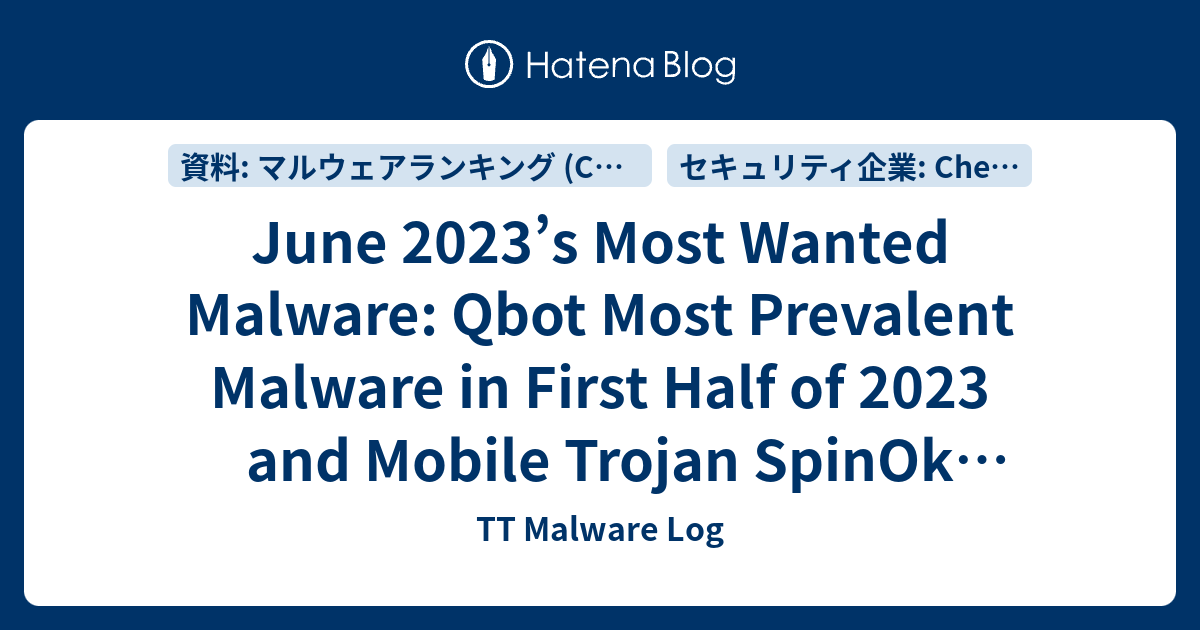 June 2023’s Most Wanted Malware: Qbot Most Prevalent Malware in First Half of 2023 and Mobile ...