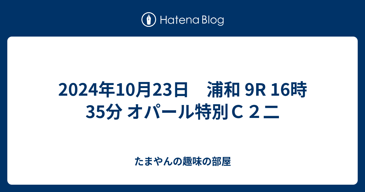 2024年10月23日 浦和 9R 16時35分 オパール特別C2二 - たまやんの趣味の部屋