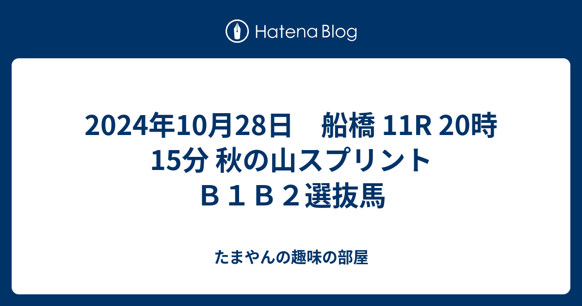2024年10月28日 船橋 11R 20時15分 秋の山スプリントB1B2選抜馬 - たまやんの趣味の部屋
