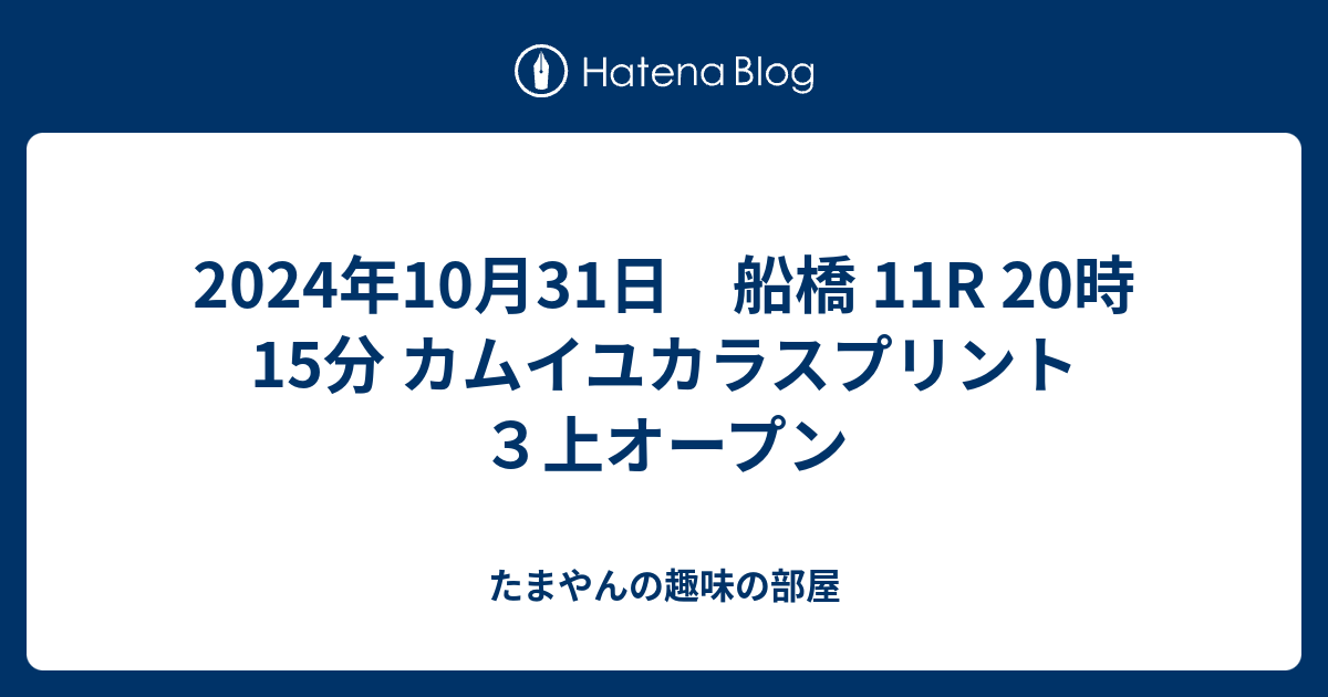 2024年10月31日 船橋 11R 20時15分 カムイユカラスプリント3上オープン - たまやんの趣味の部屋