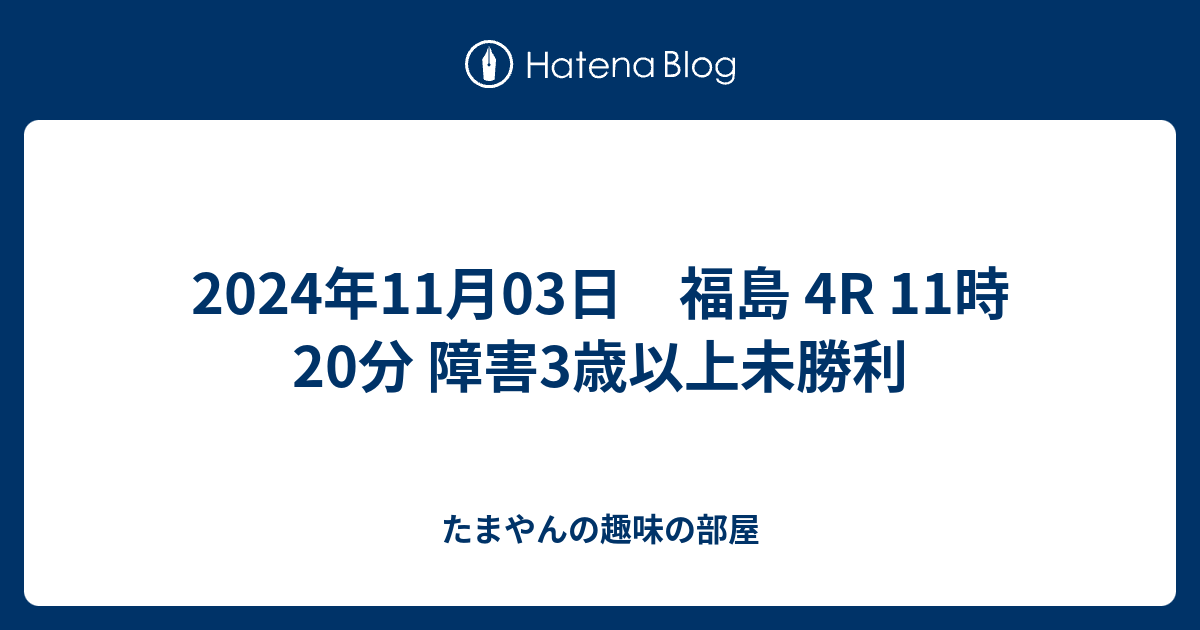 2024年11月03日 福島 4R 11時20分 障害3歳以上未勝利 - たまやんの趣味の部屋