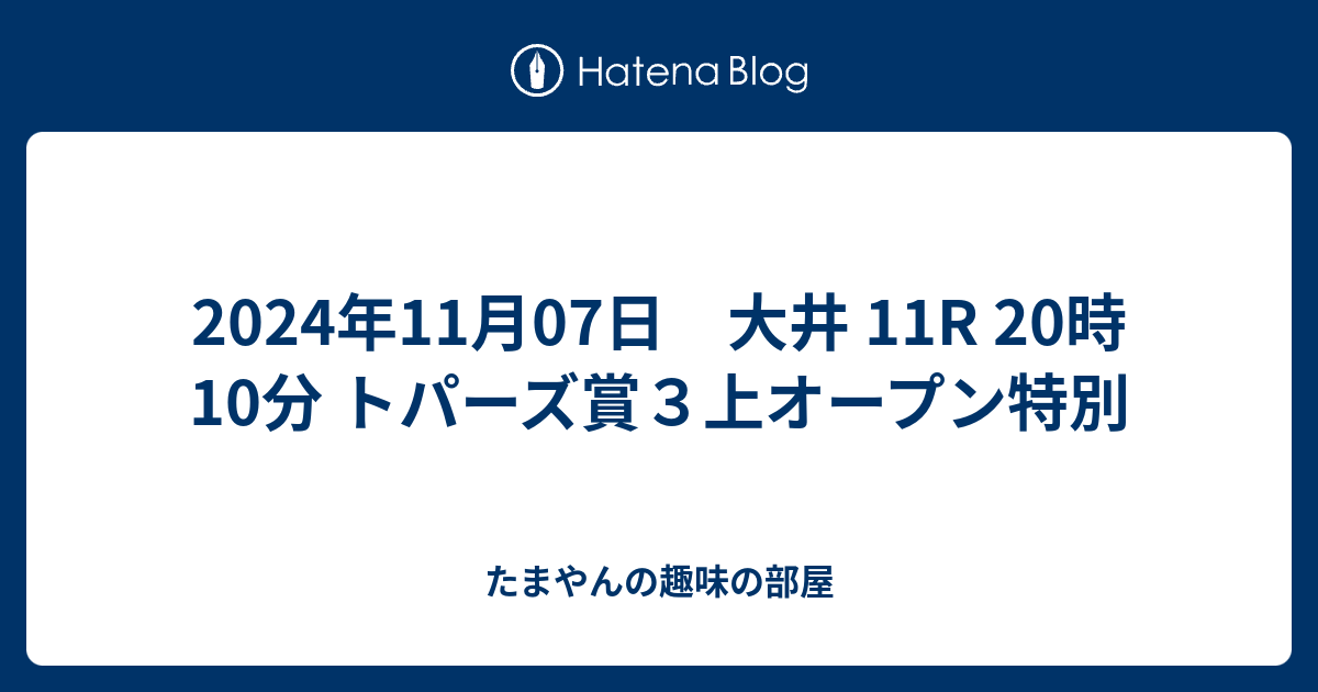 2024年11月07日 大井 11R 20時10分 トパーズ賞3上オープン特別 - たまやんの趣味の部屋