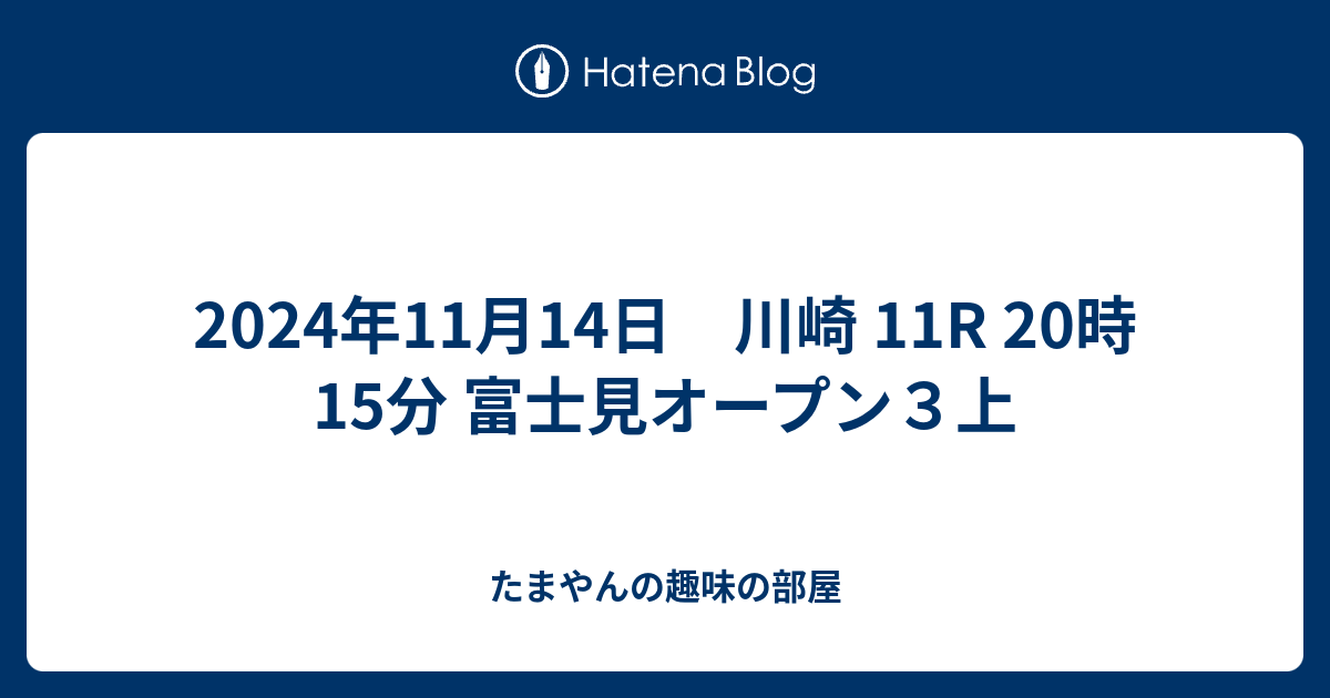 2024年11月14日 川崎 11R 20時15分 富士見オープン3上 - たまやんの趣味の部屋