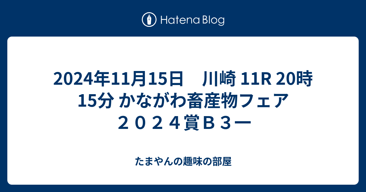 2024年11月15日 川崎 11R 20時15分 かながわ畜産物フェア2024賞B3一 - たまやんの趣味の部屋