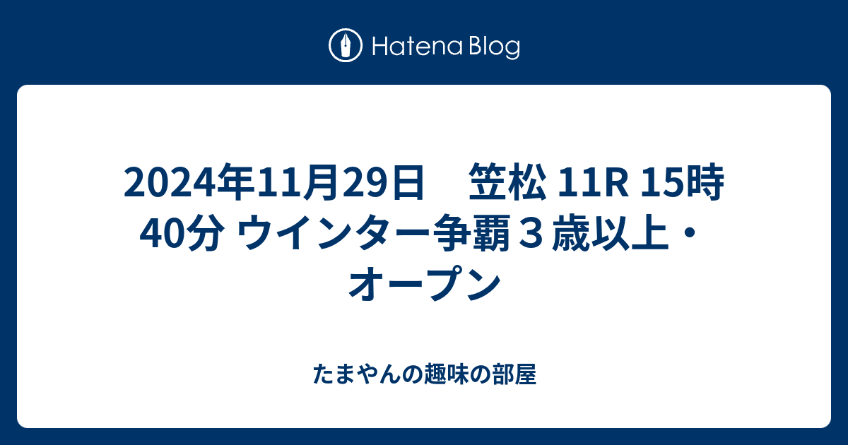 2024年11月29日 笠松 11R 15時40分 ウインター争覇3歳以上・オープン - たまやんの趣味の部屋