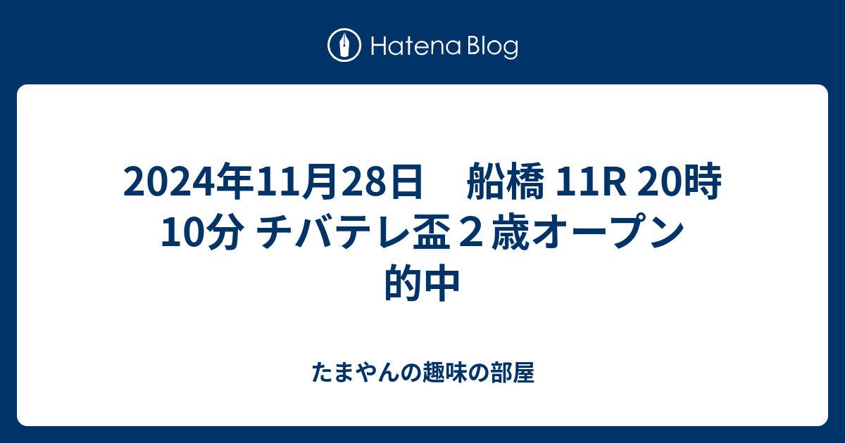 2024年11月28日 船橋 11R 20時10分 チバテレ盃2歳オープン 的中 - たまやんの趣味の部屋