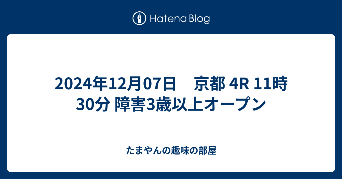 2024年12月07日 京都 4R 11時30分 障害3歳以上オープン - たまやんの趣味の部屋
