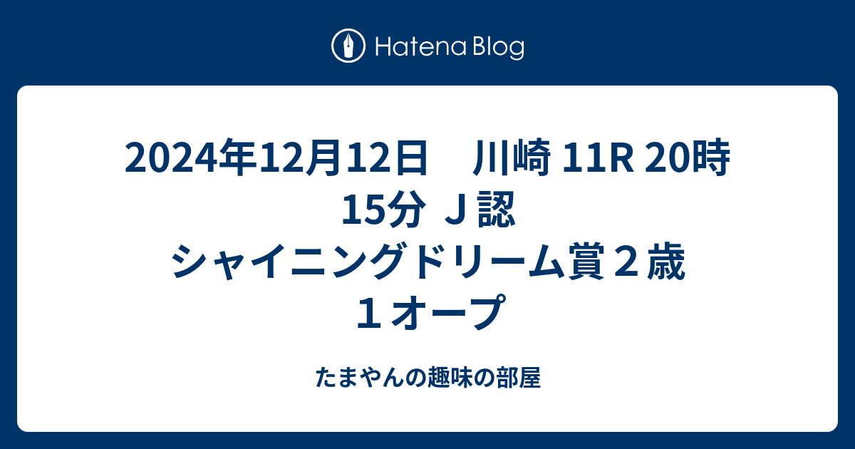 2024年12月12日 川崎 11R 20時15分 J認 シャイニングドリーム賞2歳1オープ - たまやんの趣味の部屋