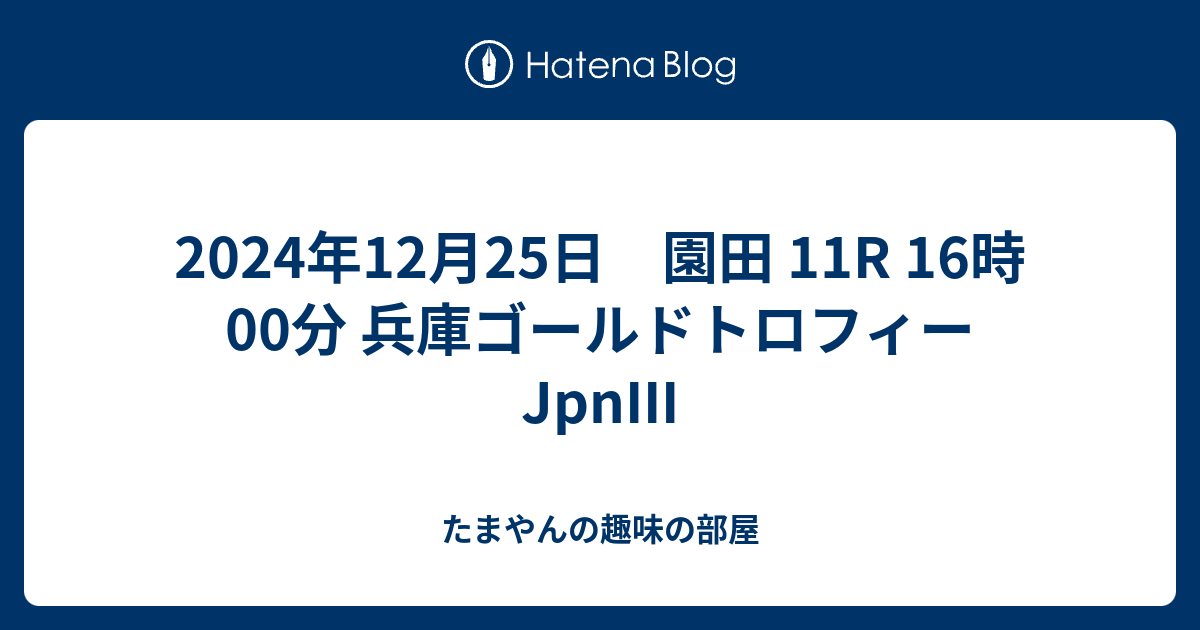 2024年12月25日 園田 11R 16時00分 兵庫ゴールドトロフィーJpnIII - たまやんの趣味の部屋