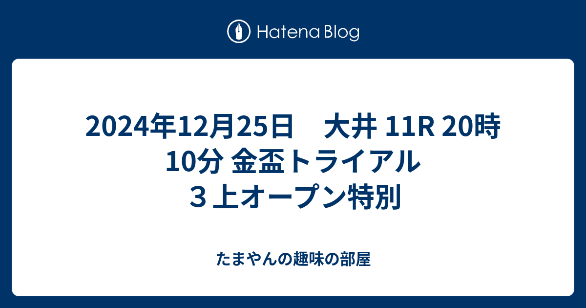 2024年12月25日 大井 11R 20時10分 金盃トライアル3上オープン特別 - たまやんの趣味の部屋
