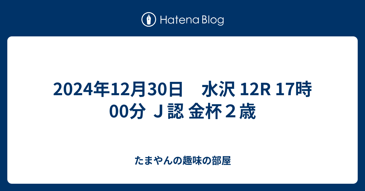 2024年12月30日 水沢 12R 17時00分 J認 金杯2歳 - たまやんの趣味の部屋