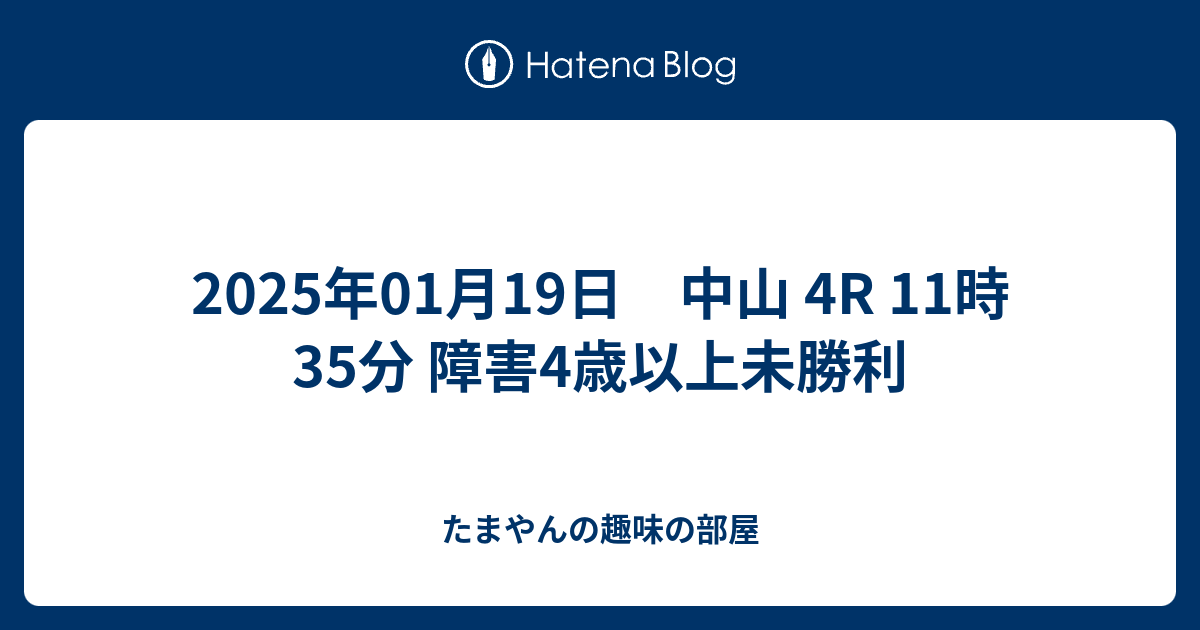 2025年01月19日 中山 4R 11時35分 障害4歳以上未勝利 - たまやんの趣味の部屋
