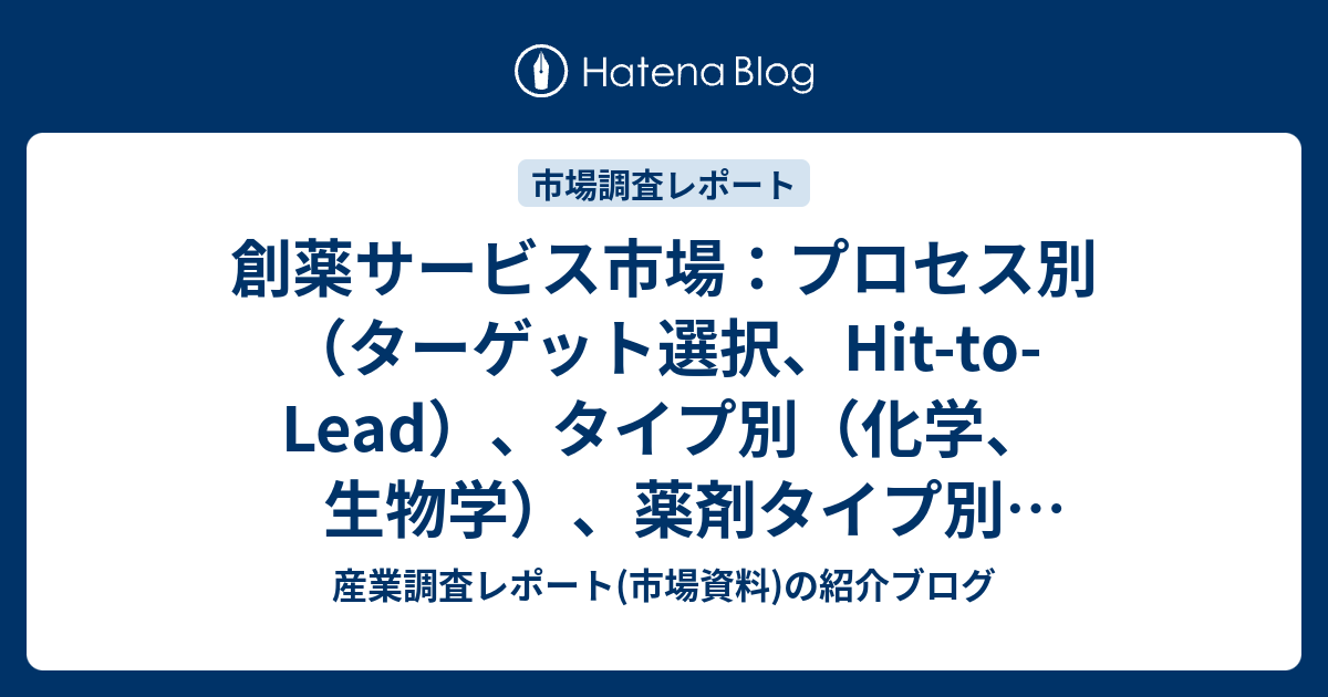 創薬サービス市場：プロセス別（ターゲット選択、Hit-to-Lead）、タイプ別（化学、生物学）、薬剤タイプ別（低分子、生物製剤）、治療領域別 ...