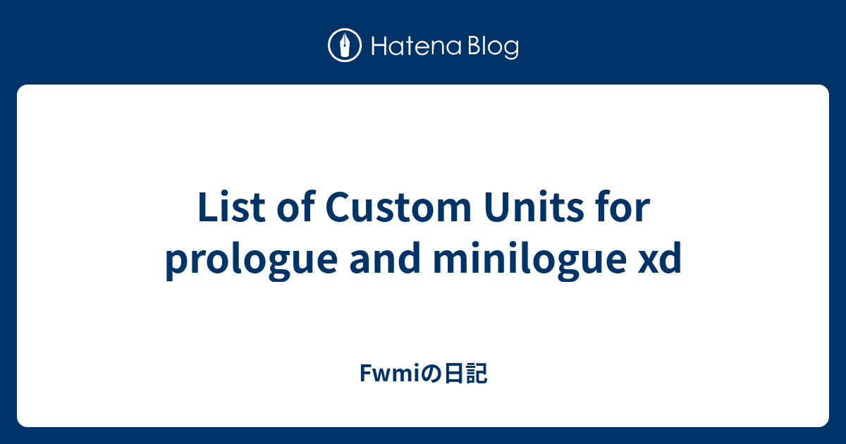 List of Custom Units for prologue and minilogue xd - Fwmiの日記
