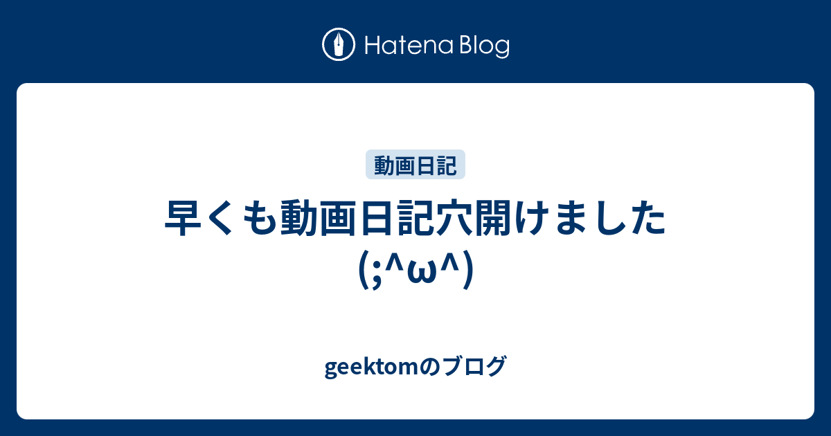 早くも動画日記穴開けました(;^ω^) - geektomのブログ