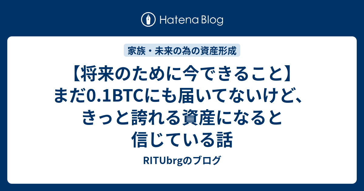 【将来のために今できること】まだ0.1BTCにも届いてないけど、きっと誇れる資産になると信じている話 - RITUbrgのブログ