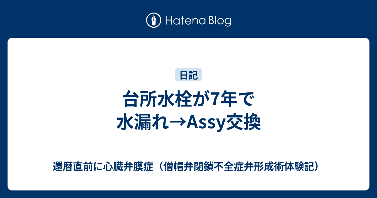 台所水栓が7年で水漏れ→Assy交換 - 還暦直前に心臓弁膜症（僧帽弁閉鎖不全症弁形成術体験記）