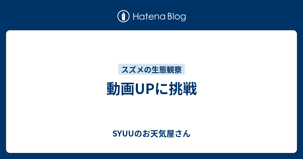 動画UPに挑戦 - SYUUのお天気屋さん