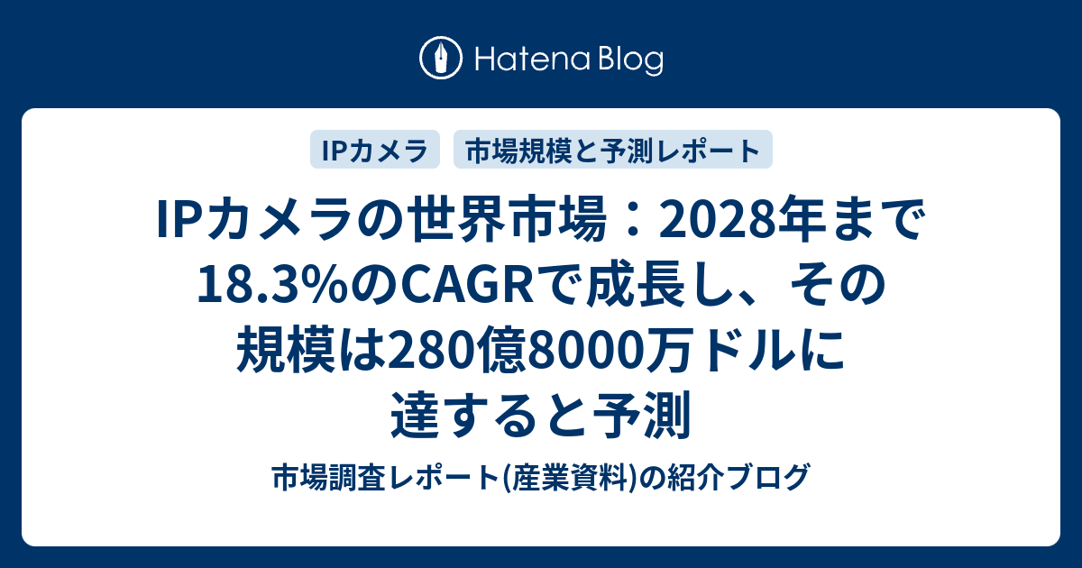 IPカメラの世界市場：2028年まで18.3%のCAGRで成長し、その規模は280億8000万ドルに達すると予測 - 市場調査レポート(産業資料)の紹介ブログ