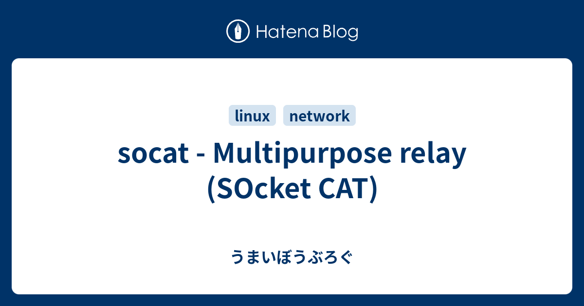 socat - Multipurpose relay (SOcket CAT) - うまいぼうぶろぐ