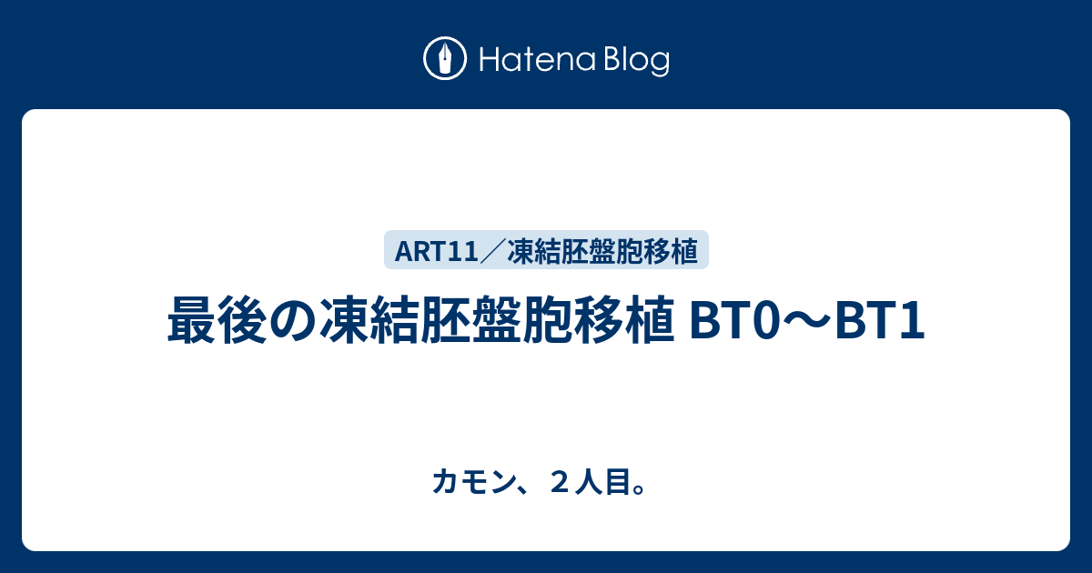 最後の凍結胚盤胞移植 BT0～BT1 - カモン、2人目。