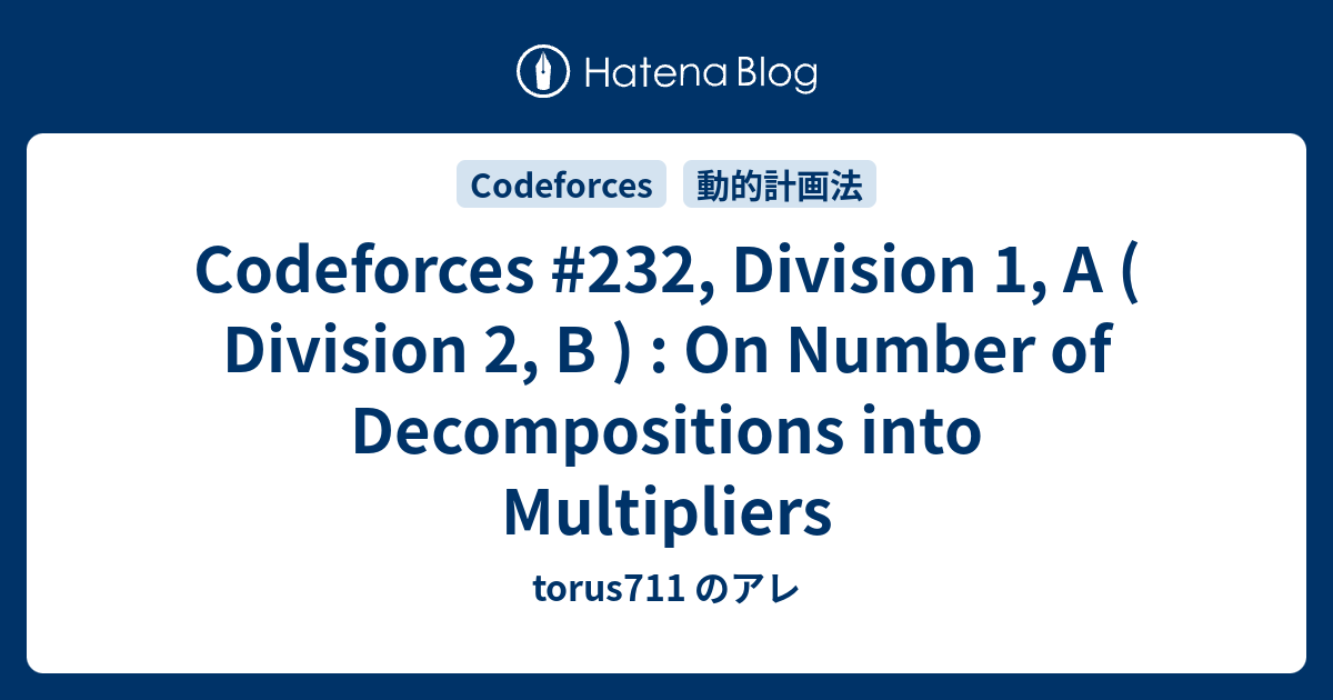 Codeforces #232, Division 1, A ( Division 2, B ) : On Number of ...