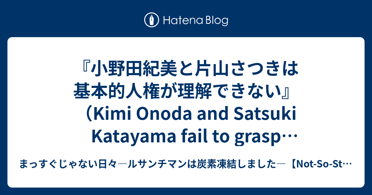 『小野田紀美と片山さつきは基本的人権が理解できない』（Kimi Onoda and Satsuki Katayama fail to ...
