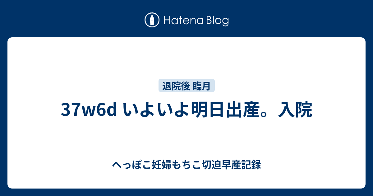 37w6d いよいよ明日出産。入院 - へっぽこ妊婦もちこ切迫早産記録
