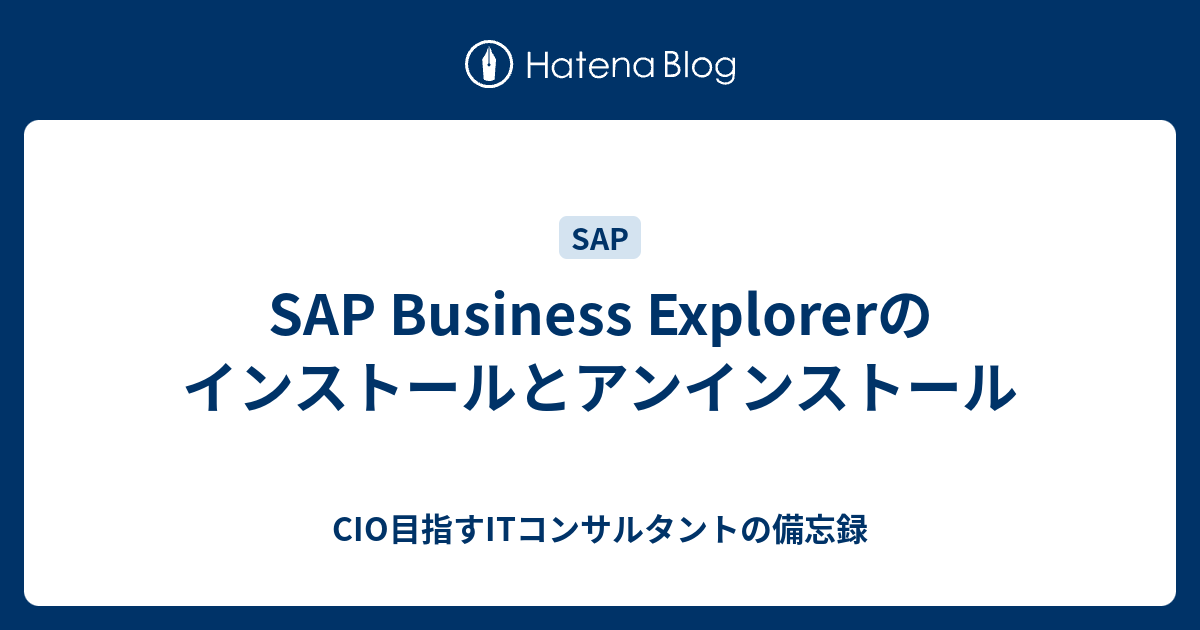 SAP Business Explorerのインストールとアンインストール - CIO目指すITコンサルタントの備忘録