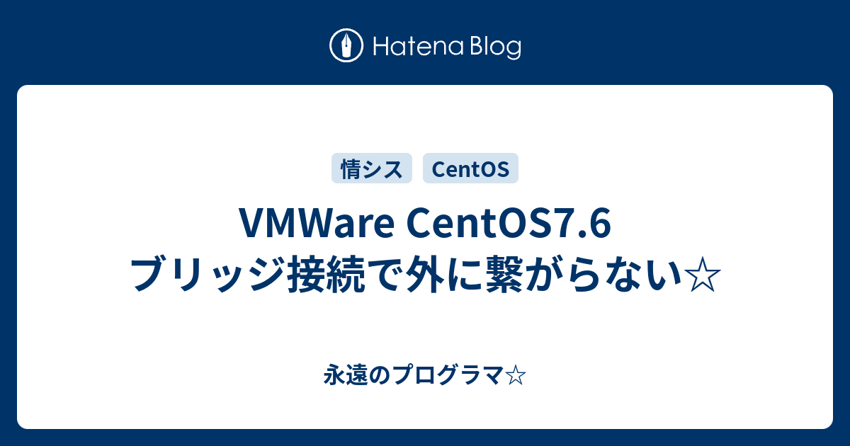 VMWare CentOS7.6 ブリッジ接続で外に繋がらない☆ - 永遠のプログラマ☆